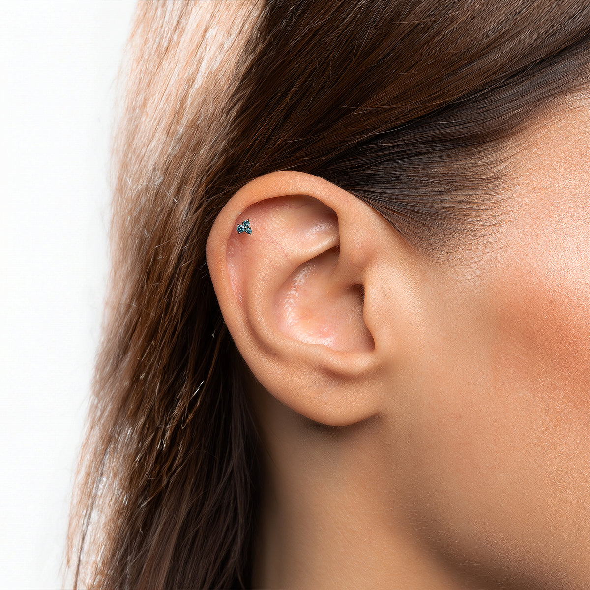 Azzuro 3 Tohum Mavi Pırlanta Piercing | Piano Jewellery