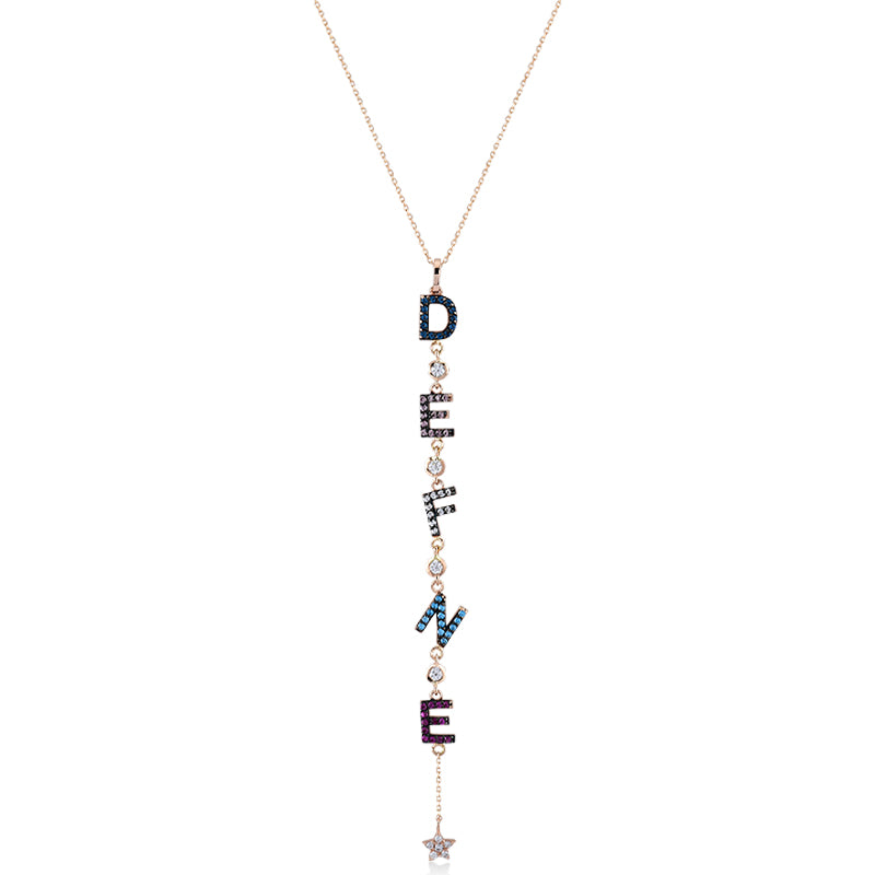 Name Digit Design Gold Necklace | Piano Jewellery