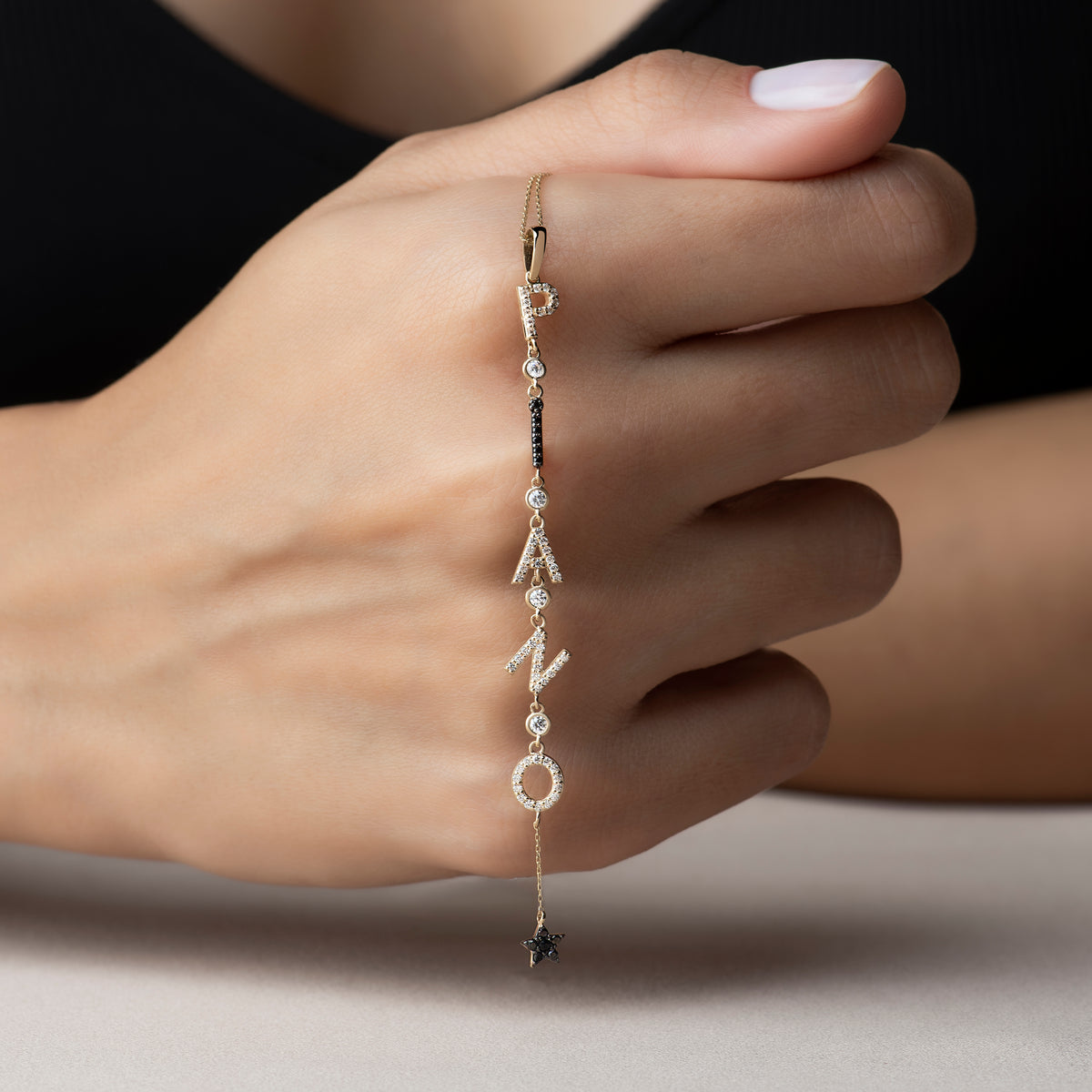 Name Digit Design Gold Necklace | Piano Jewellery